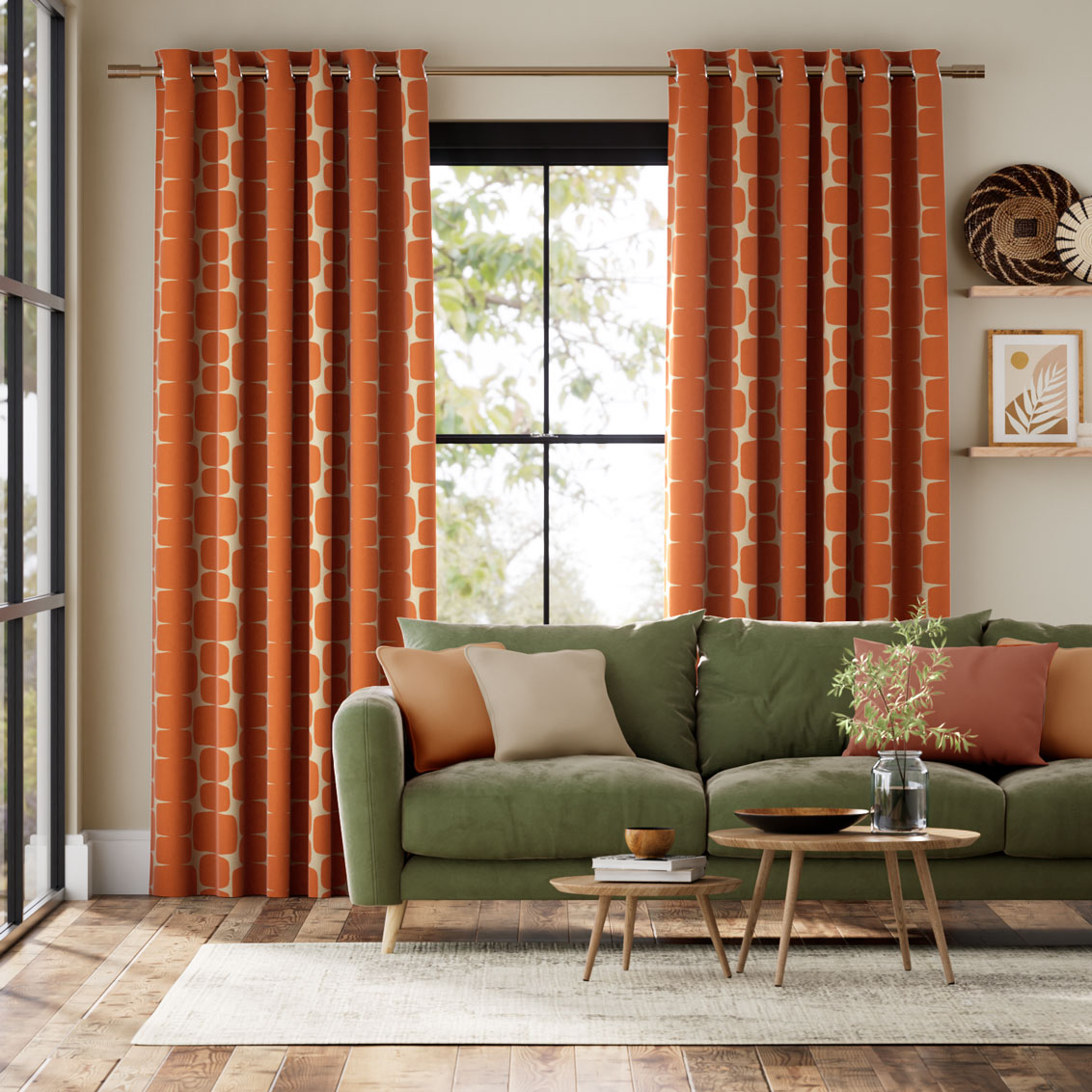 Orange curtains store